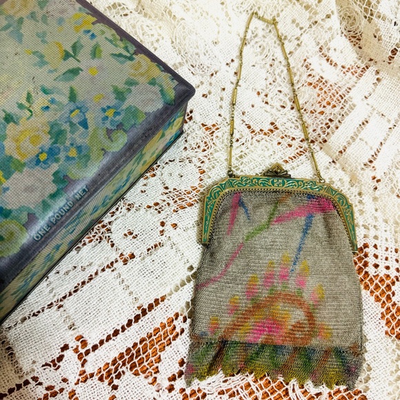 Bags | Ancient Victorian Antique Handpainted Mesh Handbag | Poshmark